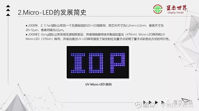 显示技术科普——Micro-LED 从2014年 苹果公司 收购Luxvue开始，Micro-LED技术越来越受到世人的关注，各大电子巨头公司 ...
