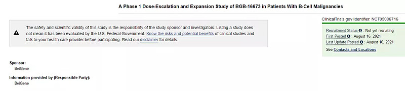 全球第3款BTK-PROTAC启动临床 8月16日， 百济神州 在美国临床网登记BTK蛋白降解剂（BTK-PROTAC） BGB-16673的 ...