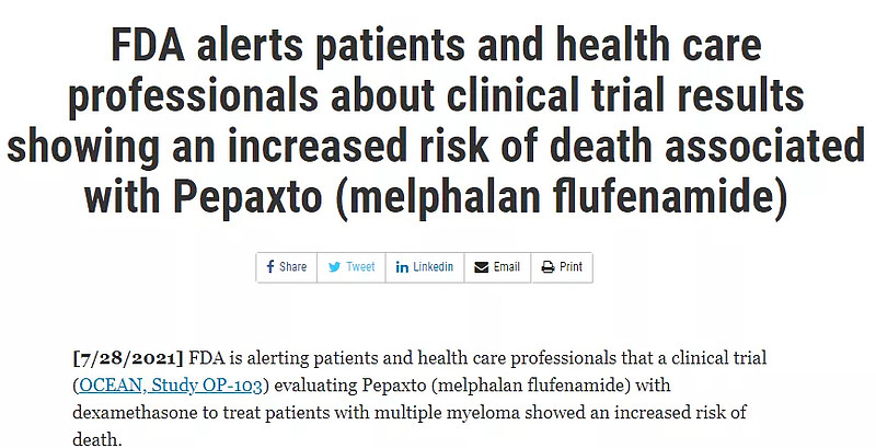 上市不到一年，PDC药物Pepaxto被撤回 原文链接近日（2021年10月22日），Oncopeptides AB公司宣布从美国市场撤回其 ...