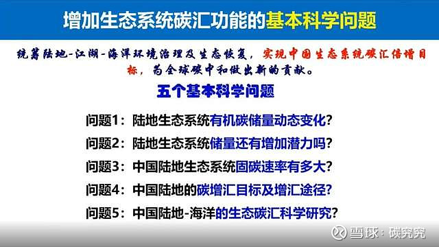 于贵瑞院士:陆地生态系统的碳汇潜力及增汇技术途径 本份ppt来自于贵瑞院士在中国生态大讲堂中所做的专题报告,他指出,在推进碳中和目标实现的过程中,要重视发挥陆地生态系统在 雪球