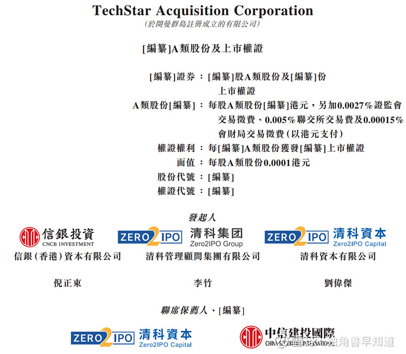清科倪正东与英诺李竹发起的SPAC通过港交所聆讯，专注新经济领域，聚焦创新技术、先进制造等行业 独角兽早知道 iponews ｜资讯撬动新资本｜据港交所资料，特殊目的收购公司TechStar ...