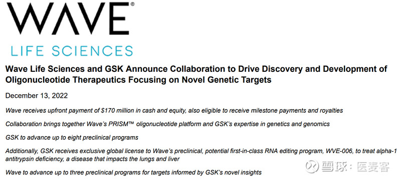 GSK 33亿美金押注，WAVE RNA编辑核酸疗法治疗DMD临床结果积极 2022年12月21日/医麦客新闻 eMedClub News ...
