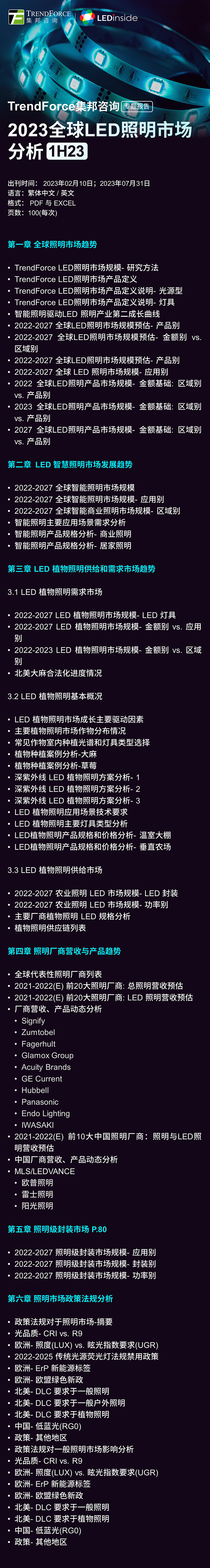 2023全球LED照明市场报告全新出刊 根据TrendForce集邦咨询最新报告《2023全球LED照明市场分析-1H23》分析指出，多重因素导致2022年全球... - 雪球