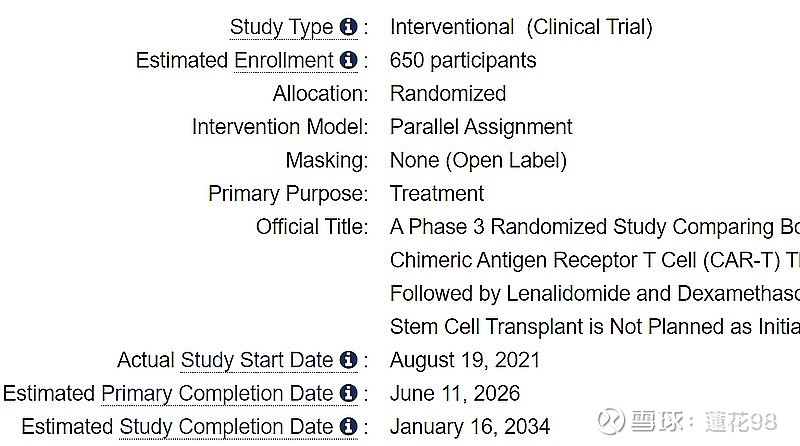 $传奇生物(LEGN)$ CARTITUDE-5是首个一线治疗的关键头对头 3 期临床试验三期全球头对头PK一线药物的C... - 雪球