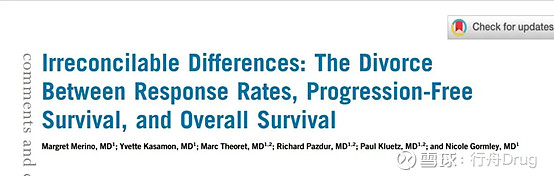 如何解读ORR，PFS获益和OS获益不一致 周一发了一篇关于OS、PFS、DFS、ORR，DCR肿瘤临床研究常用研究终点的帖子，现在分享一篇更为深入的解读，题目是I... - 雪球