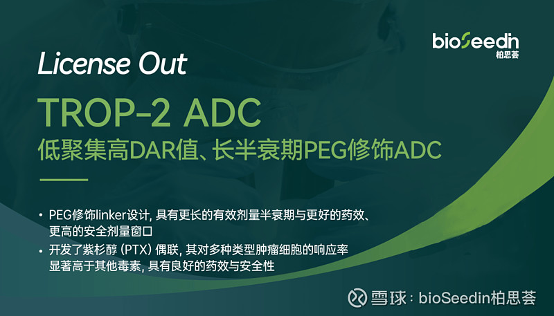 项目转让或合作 | TROP-2 ADC 01. 项目简介项目名称：TROP-2 ADC分子类型：鼠源人源化单克隆抗体，IgG1分子机制：特异性结合TROP-2，... - 雪球