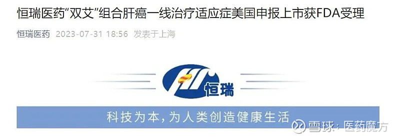 恒瑞医药“双艾”组合一线治疗肝癌上市申请获FDA受理 7月31日， 恒瑞医药 宣布，其注射用卡瑞利珠单抗（艾瑞卡®）联合甲磺酸阿帕替尼片（艾坦 ...