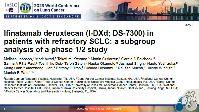 2023 Wclc 小细胞肺癌的探索：dll3靶向药物，b7 H3 Adc 小细胞肺癌（sclc）约占肺癌的14 ，且预后不良，广泛期患者
