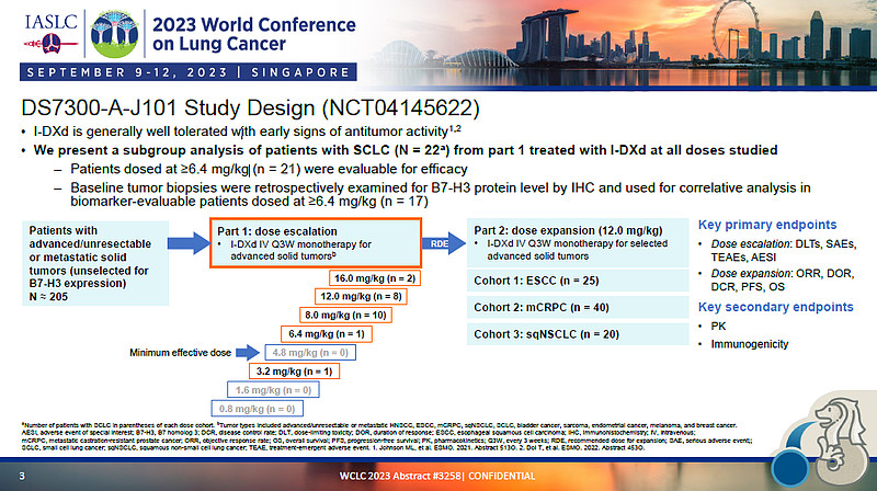 2023 WCLC | 小细胞肺癌的探索：DLL3靶向药物，B7-H3 ADC 小细胞肺癌（SCLC）约占肺癌的14%，且预后不良，广泛期患者（ES-SCLC）的中位OS仅略高于1年。除了PD ...