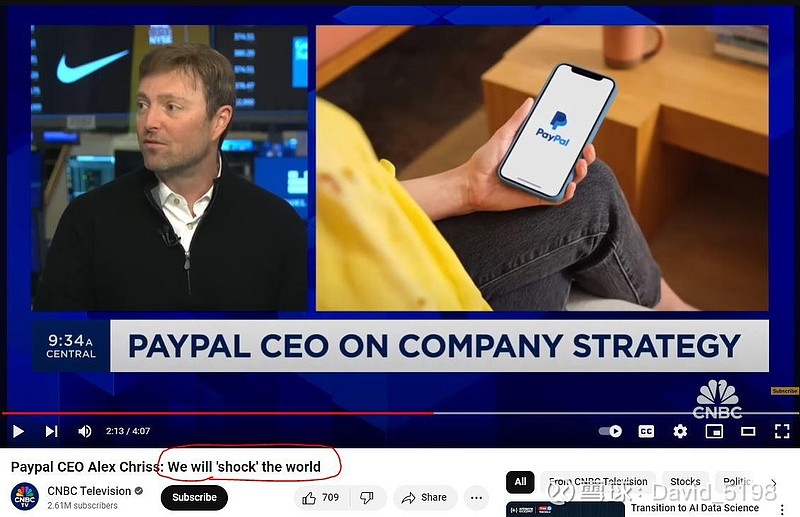 $PayPal(PYPL)$ 昨天早上10点，新任CEO接受CNBC采访，第一次在媒体面前见面。他谈到了公司接下来的发展... - 雪球