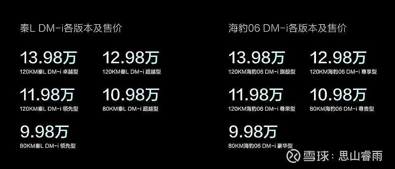 比亚迪 荣耀秦plus+驱逐舰DM4.0 7.98万起，秦L+海豹06 DM5.0 上新9.98万起，无缝链接，比亚迪上... - 雪球