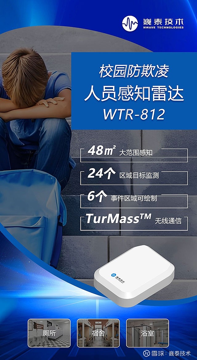 智能预警，安全校园：基于WTR-812毫米波雷达人体探测技术的防霸凌系统新策略 近年来，校园欺凌事件不时进入公众视野，刺痛公众神经。如何有效预防、制止、治理校园欺凌行为，一直被社会各界高度关注 ...