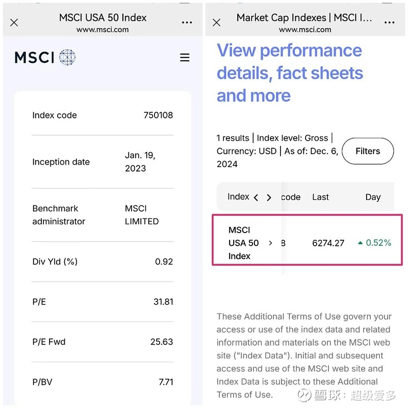 聊聊美国50ETF 美国50ETF 跟踪的是MSCI美国50指数，这个指数的成分股是50只自由流通市值最大的美国本土上市公司，是新版的美国 ... - 雪球