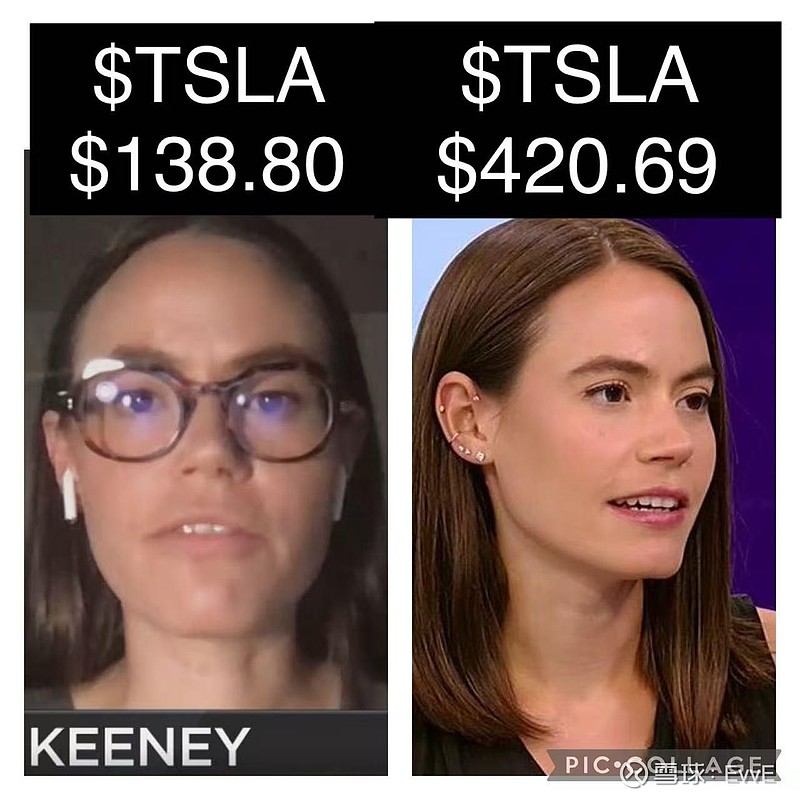 木头姐ARK基金的Tasha Keeney在 TSLA 138.8时候接受的采访截图以及最新TSLA破历史新高后的采访截... - 雪球