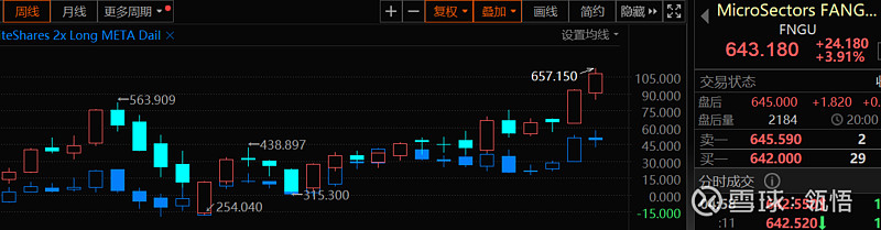 巨头形态---META 把$FANG+指数3X杠杆ETN-MicroSectors(FNGU)$和$META每日2倍做多ETF(FBL)$ 拉 ...