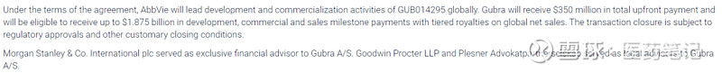 3.5亿美元预付款：艾伯维引进一期临床阶段的胰淀素类似物 Armstrong 2025年3月3日，艾伯维宣布引进丹麦生物技术公司Gubra的 ...