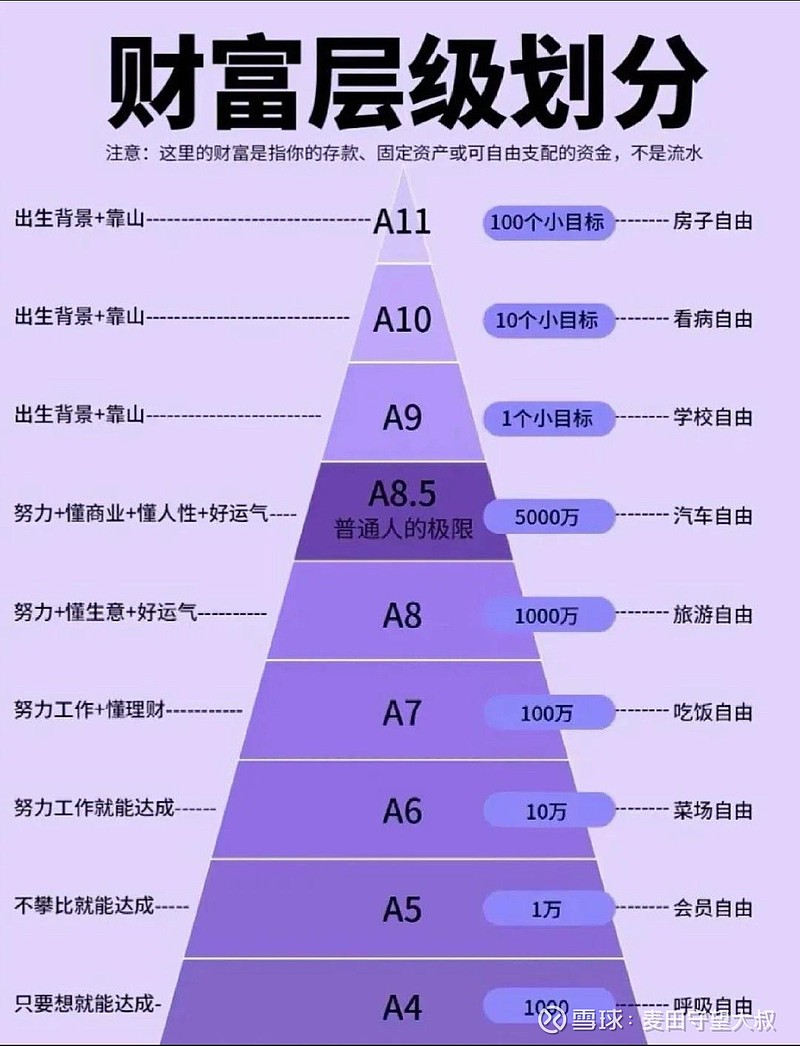 中国财富等级划分财富等级A1到A9代表你的资产从1位数到9位数，资产等级为：“ Ax.y”，X：代表资产数值的位数；y：... - 雪球