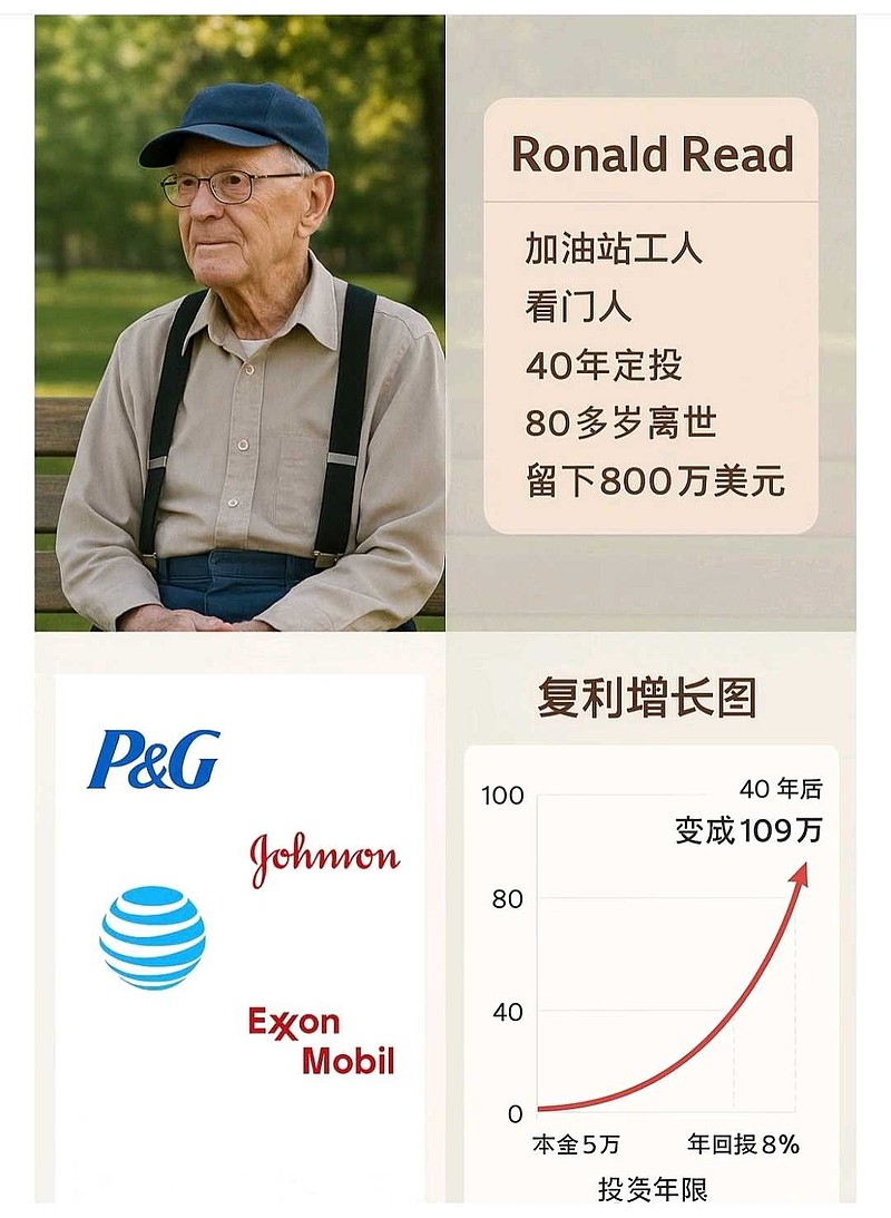 一个普通人的复利奇迹：Ronald Read的故事 一个普通人的复利奇迹：Ronald Read的故事网页链接 - 雪球