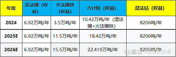 力勤资源未来几年产能增量梳理 结论： 力勤资源 当前在印尼Obi岛的湿法HPAL三期已全部投产并满负荷运行，形成全年产能约12万金属吨镍+1. ...