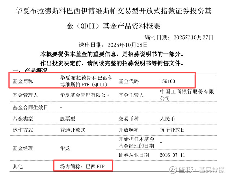 QDII-ETF上新！这次是“巴西ETF” 10月份的尾巴，你是天蝎座~ QDII-ETF上新，这次是“ 巴西ETF ”。上新10月28日，华夏基金和易方达基金发布... - 雪球