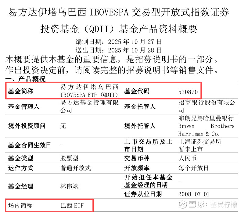 QDII-ETF上新！这次是“巴西ETF” 10月份的尾巴，你是天蝎座~ QDII-ETF上新，这次是“ 巴西ETF ”。上新10月28日，华夏基金和易方达基金发布... - 雪球