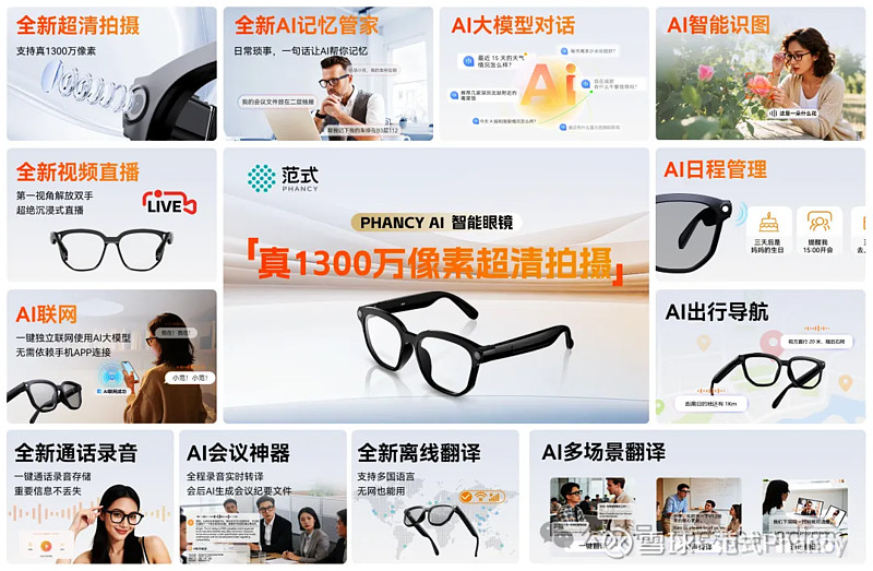 Phancy正式推出1300万像素AI智能眼镜 以高清影像与全场景AI重塑智能穿戴体验 近日， 范式智能 $第四范式(06682)$ 旗下消费 ...