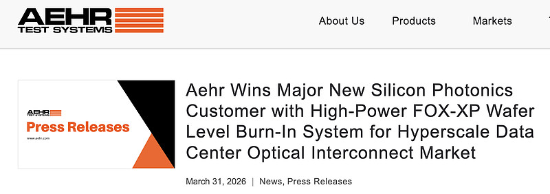 光通信设备产业链再传强音：Aehr大单落地，光通信产业链扩产已成定局 就在刚刚，美股光通信设备商 Aehr Test Systems（AEHR ...