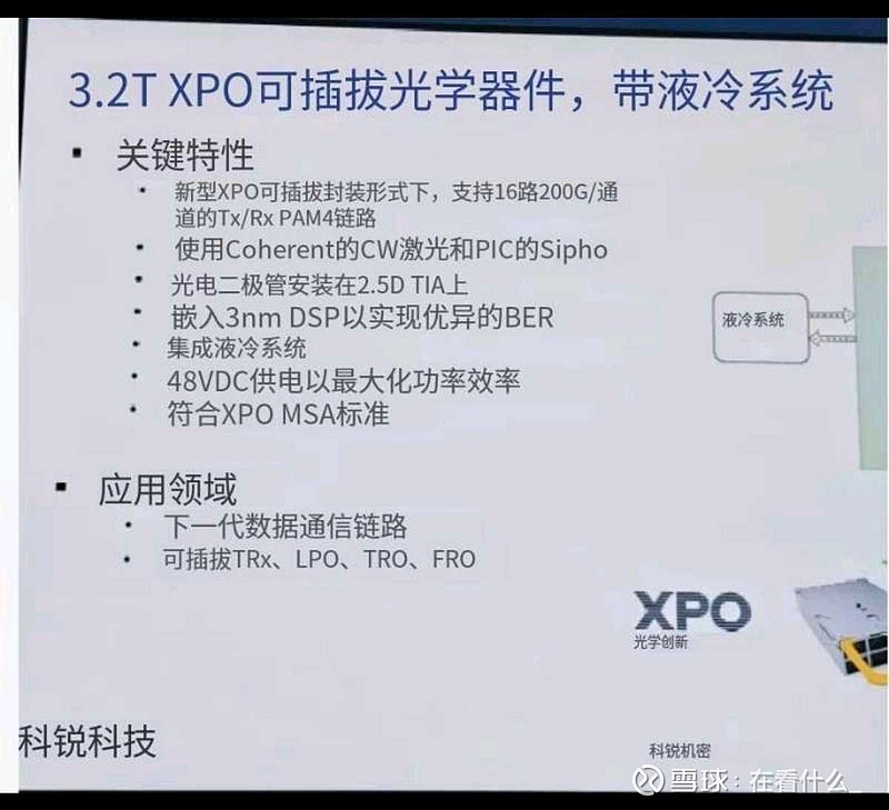 到底什么是 XPO ？兼谈XPO集成液冷 今年产业界一个热点是 XPO，全称 eXtra-dense Pluggable Optics，超高 ...